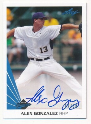 ALEX GONZALEZ 2013 LEAF MEMORIES RC ROOKIE BLUE AUTOGRAPH SP AUTO #12/ ...