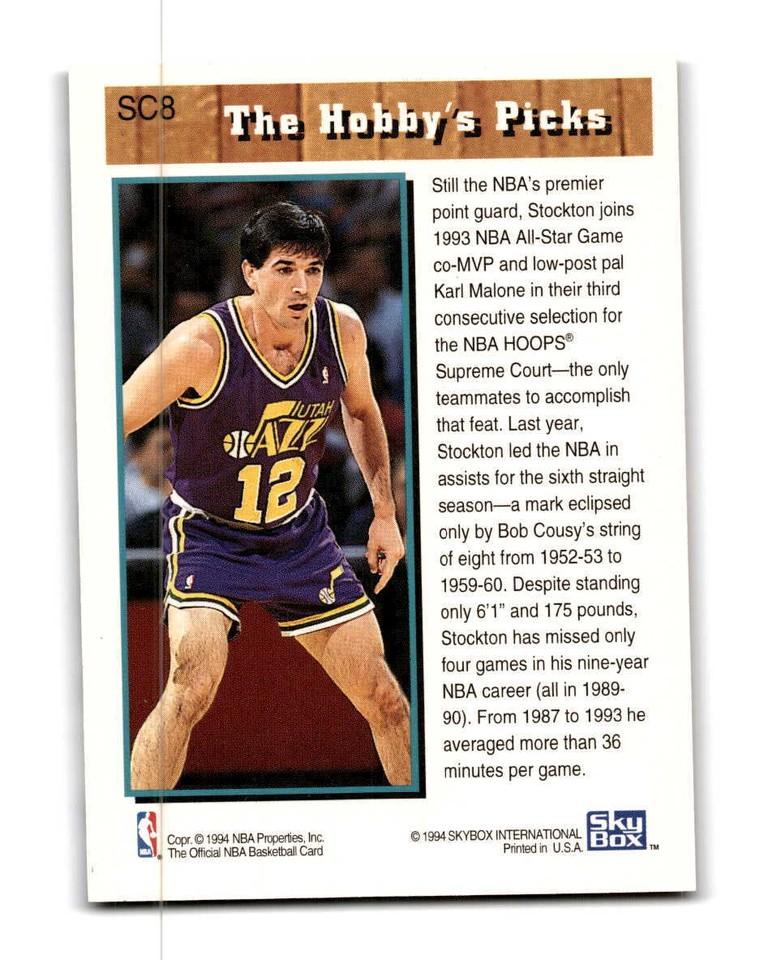 1993 Hoops Supreme Court John Stockton SC8 | eBay