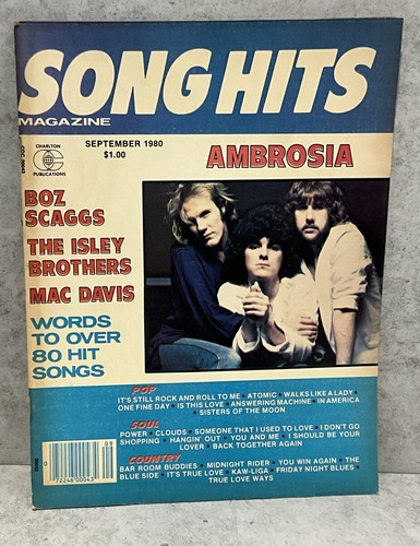 Song Hits Magazine September 1980 Ambrosia Boz Scaggs Isley Brothers ...