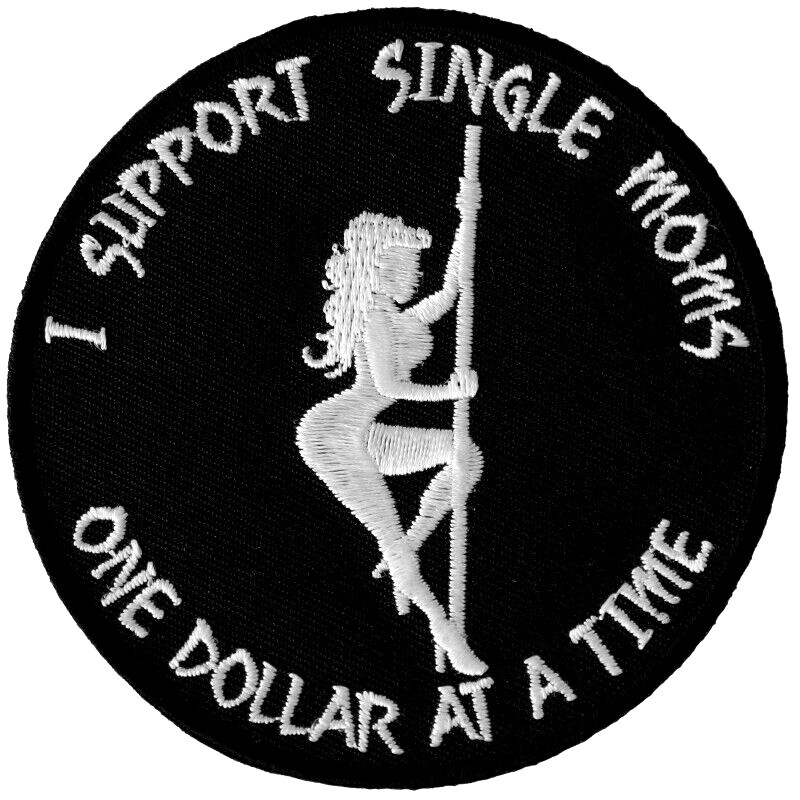 I Support Single Moms Patch 3" x 3" Round Strippers Biker Vest Jacket ...