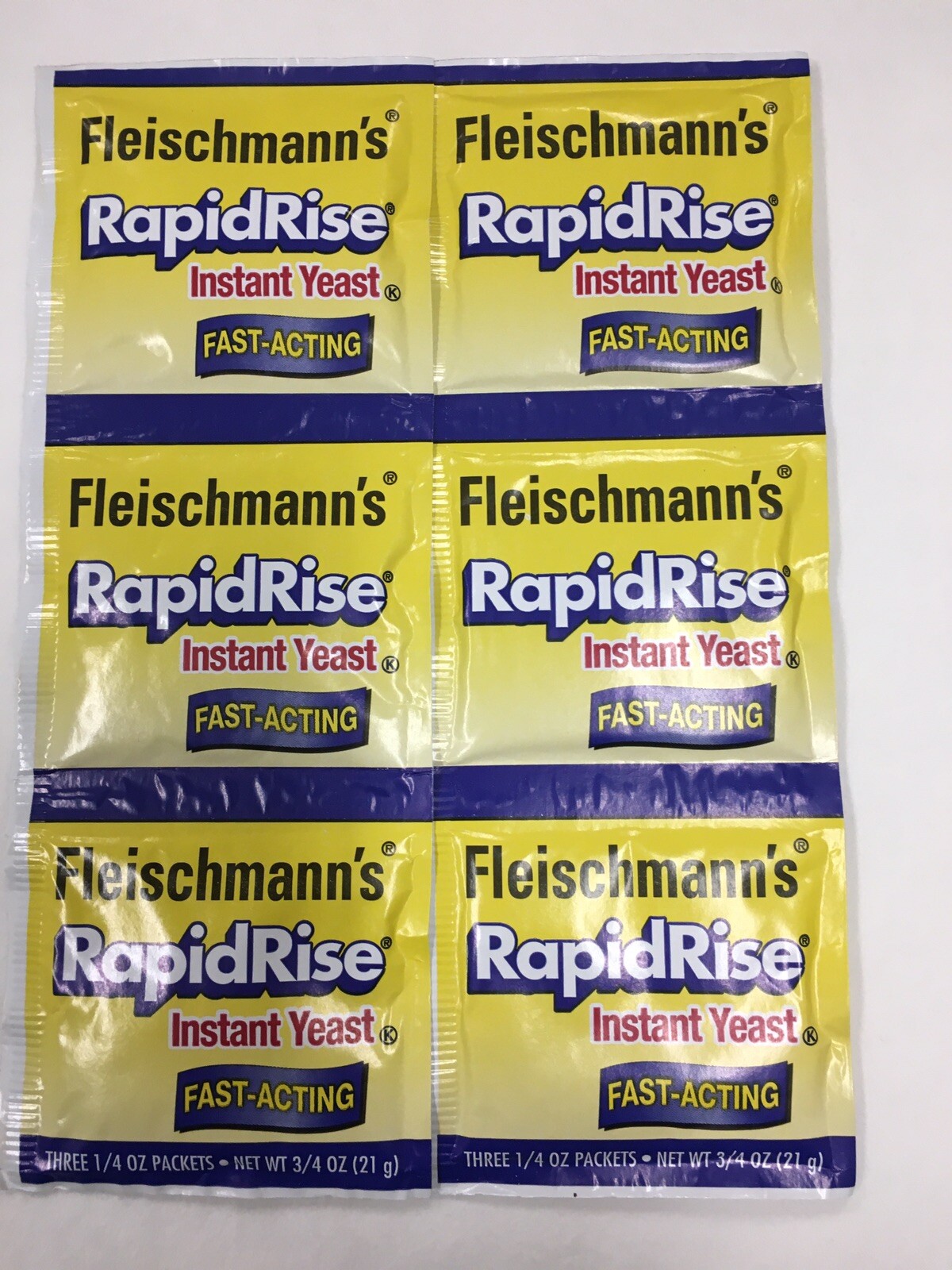 Fleischmann's Rapid Rise Instant Yeast, 2 Strips, 1/4 oz Ea. NEW, EXP ...