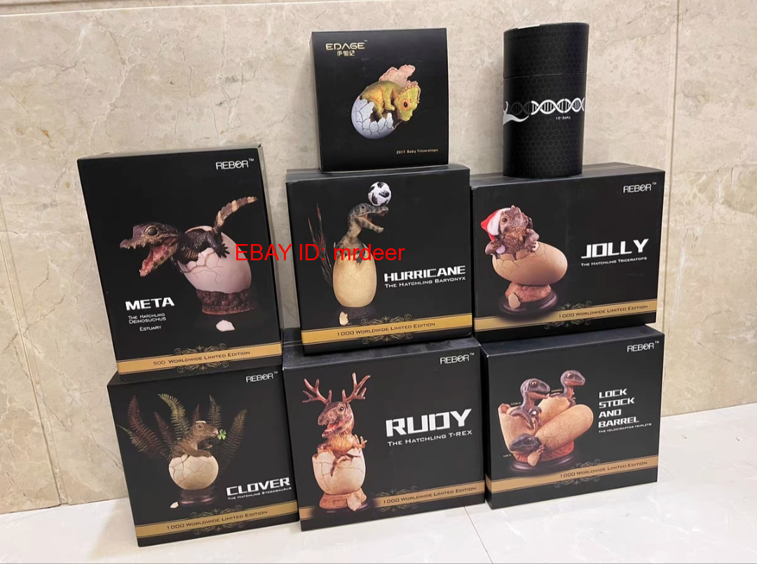 8Pcs Rebor Hatchling Dinosaur T-Rex Triceratops Meta Clover Statue ...