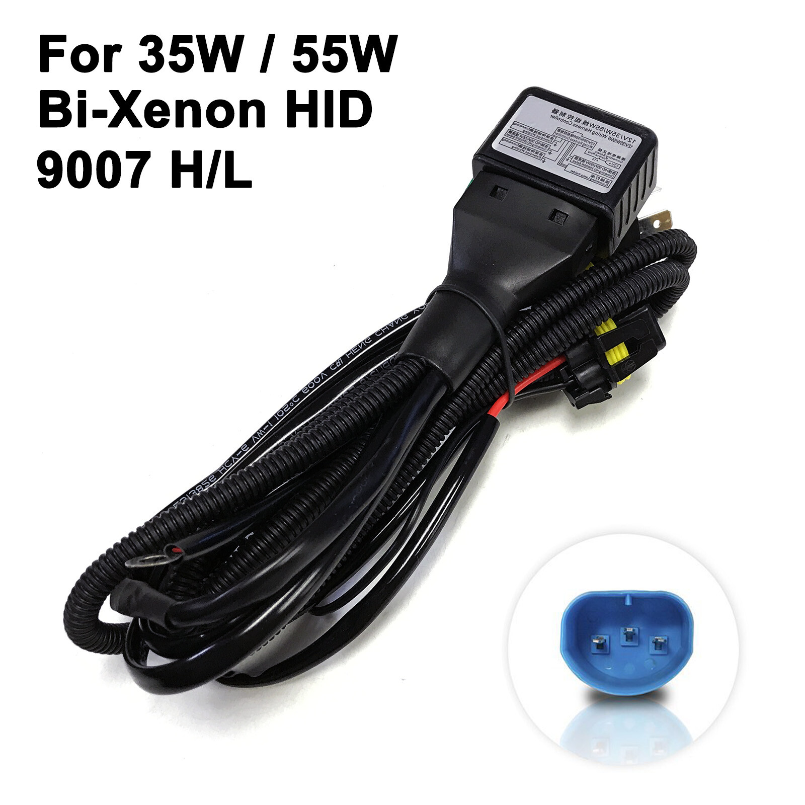 HID Relay Harness 9007 HB5 9004 12V 35W/55W Bi-Xenon Hi/Lo H/L Wiring ...