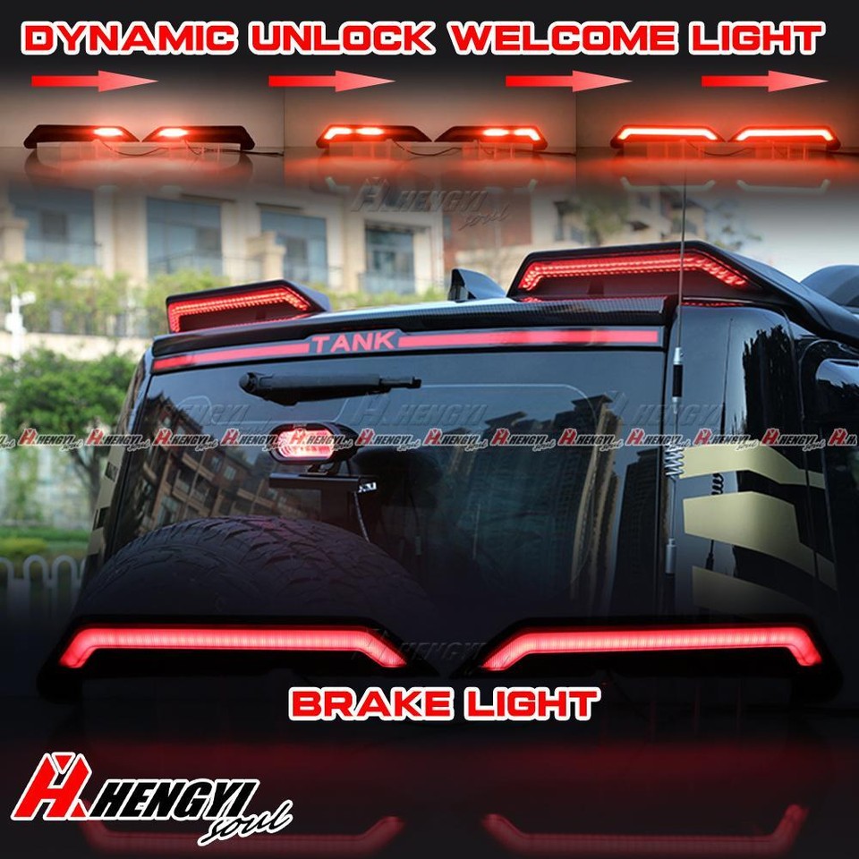 For Jeep Wrangler JK JL 2007-2017 Rear Roof Spoiler Wing W/ Tail LED Light Lamp | eBay