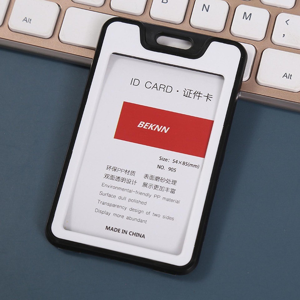 ID Badge Holder Hard Bus Pass Plastic Card Case Slim Lanyard Protector ...