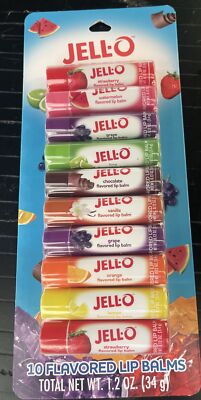 JELLO 10 Pc Taste And Beauty Assorted Flavored Lip Balm New in Package ...