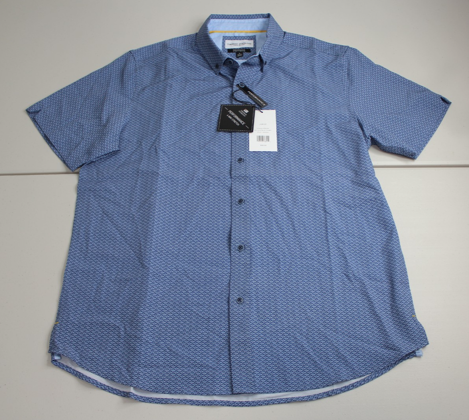 Mens L Large Thomas Sterling Performance Stretch Button Up Short Sleeve ...