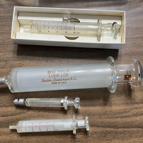 Vintage Medical 1950s Glass Hypodermic Syringe Lot of 3 Becton ...