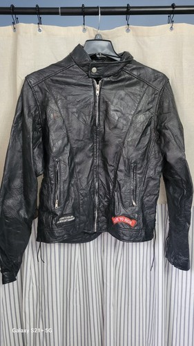 Vtg Men's L Rebel Ryder Genuine Leather Biker Motorcycle Jacket w/ 7 ...