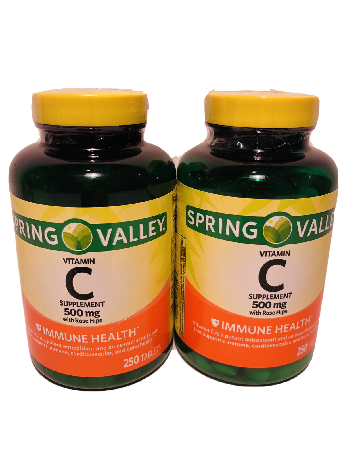 Spring Valley Vitamin C Supplement 500 mg With Rose Hips, Lot Of 2, 500 ...
