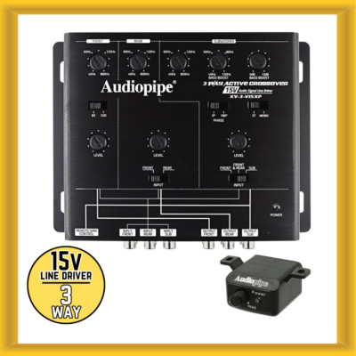 Audiopipe XV-3-V15XP 3-Way Active Crossover 15 Volt Audio Signal Line ...