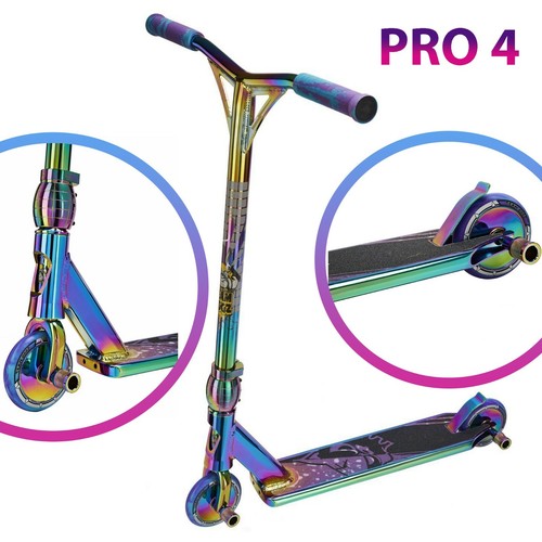 Team Dogz Pro 4 Rainbow Neo Chrome Stunt Stunt Push Scooter With Stunt ...