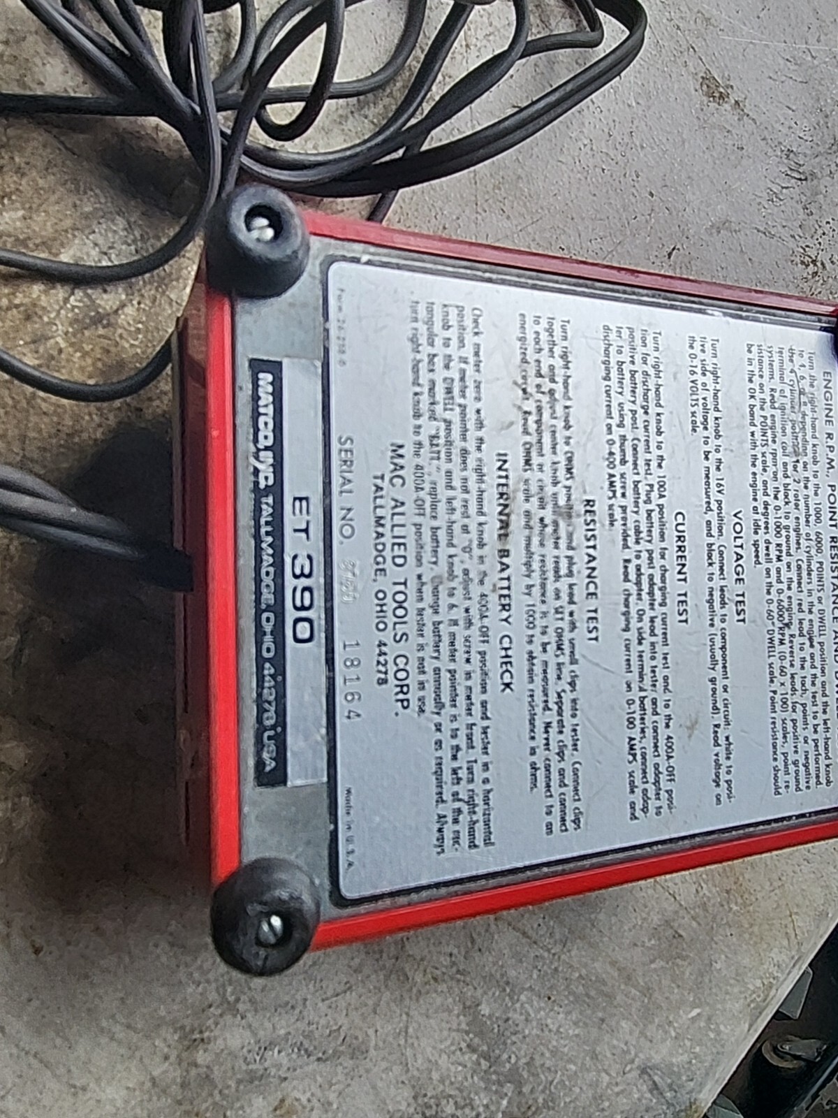 Vintage Matco Tools USA Et-390 Electrical Systems Analyzer for sale ...