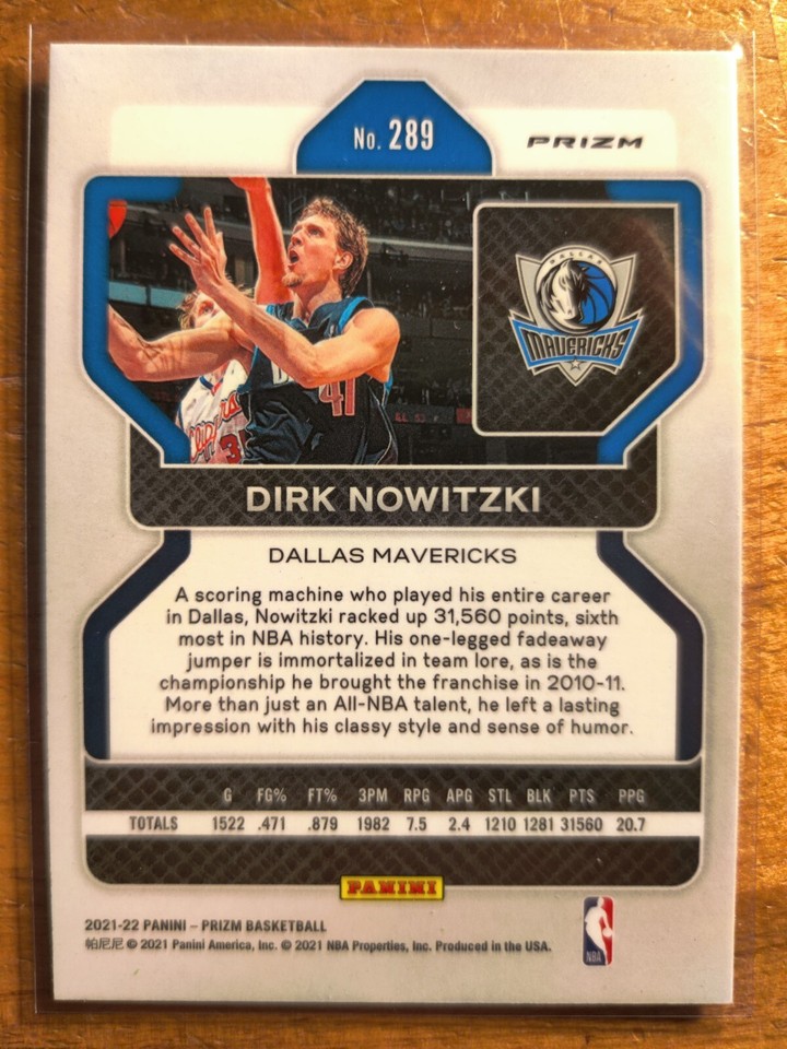 DIRK NOWITZKI 2021 PRIZM RED CRACKED ICE #289 DALLAS MAVS MAVERICKS ...
