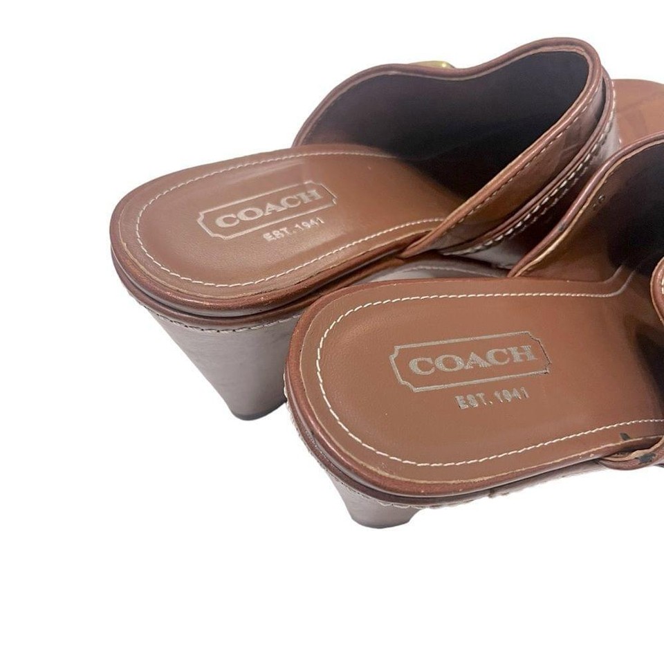 COACH Brown Buckle Candace Leather Clogs Size 8 | eBay