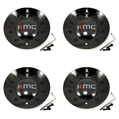 4 KMC Wheels Gloss Black Wheel Center Hub Caps for 5/6Lug KM714 ...