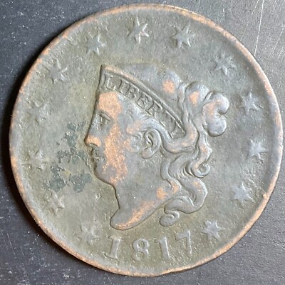 1817 Coronet Head Large Cent rare old colonial coin great collectible ...