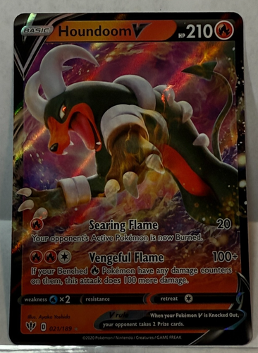 Houndoom V 021/189 - Ultra Rare Holo - SWSH Darkness Ablaze Pokemon ...