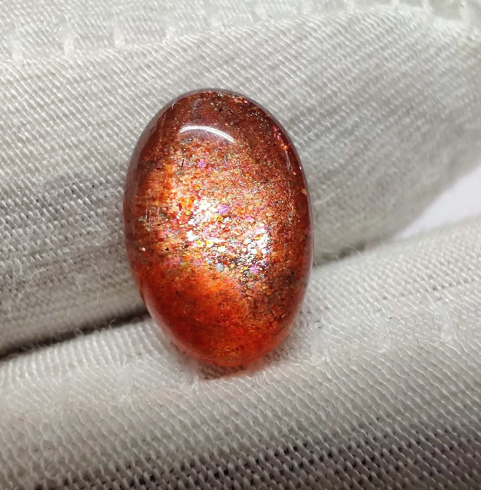 4pcs Natural Flashy Oval Shape Orange Sunstone cabochon for Jewelry 13. ...