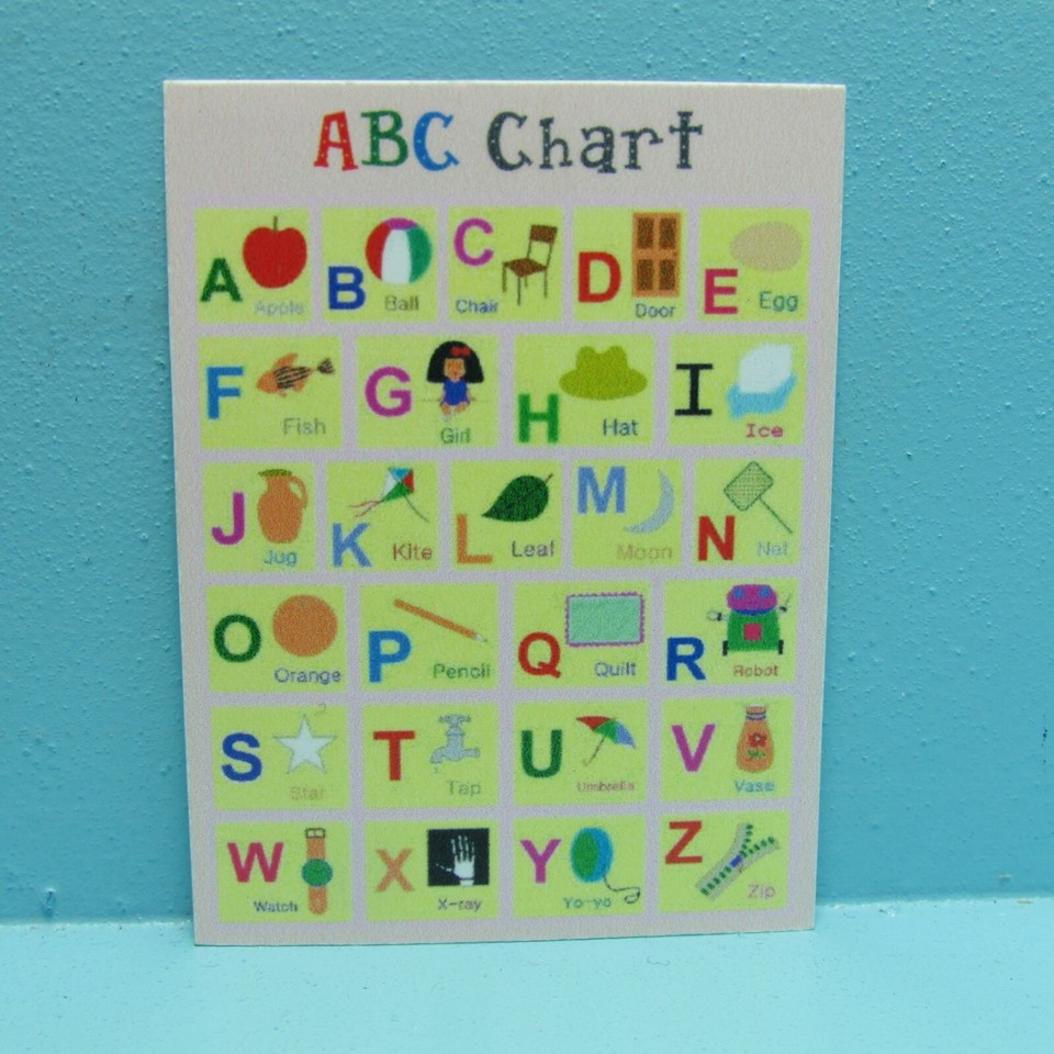 Dollhouse Miniature Replica ABC Alphabet Chart for School or Children ...