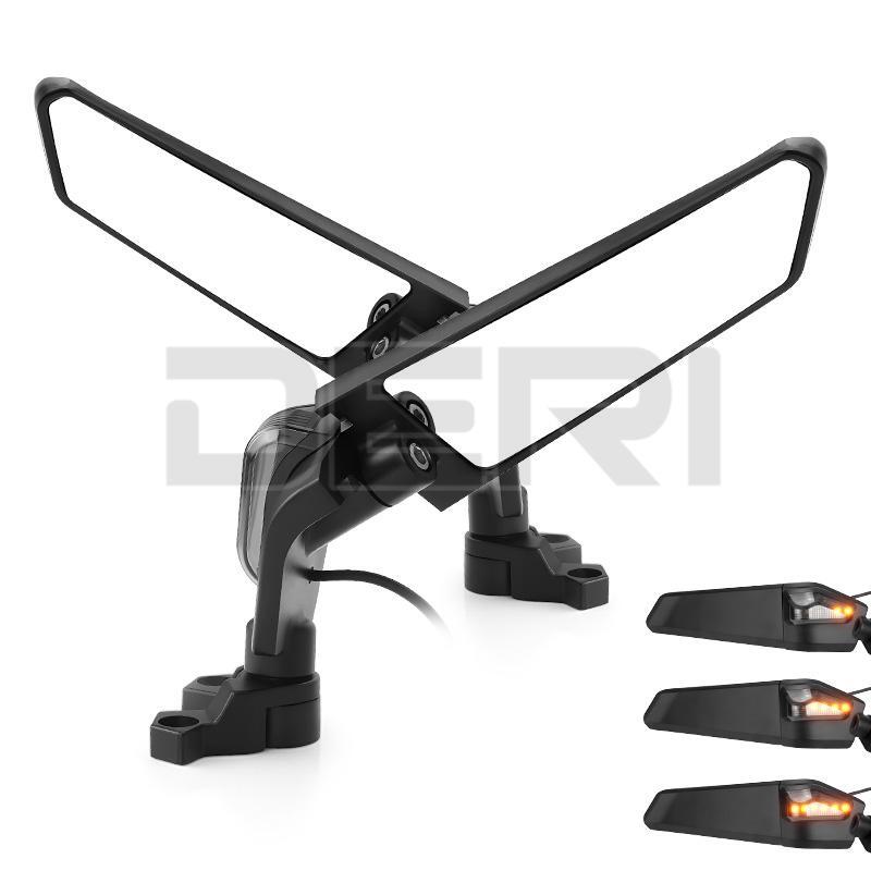 Wind Swivel Wing Rearview Side Mirror w/Light For Kawasaki Ninja 250 ...