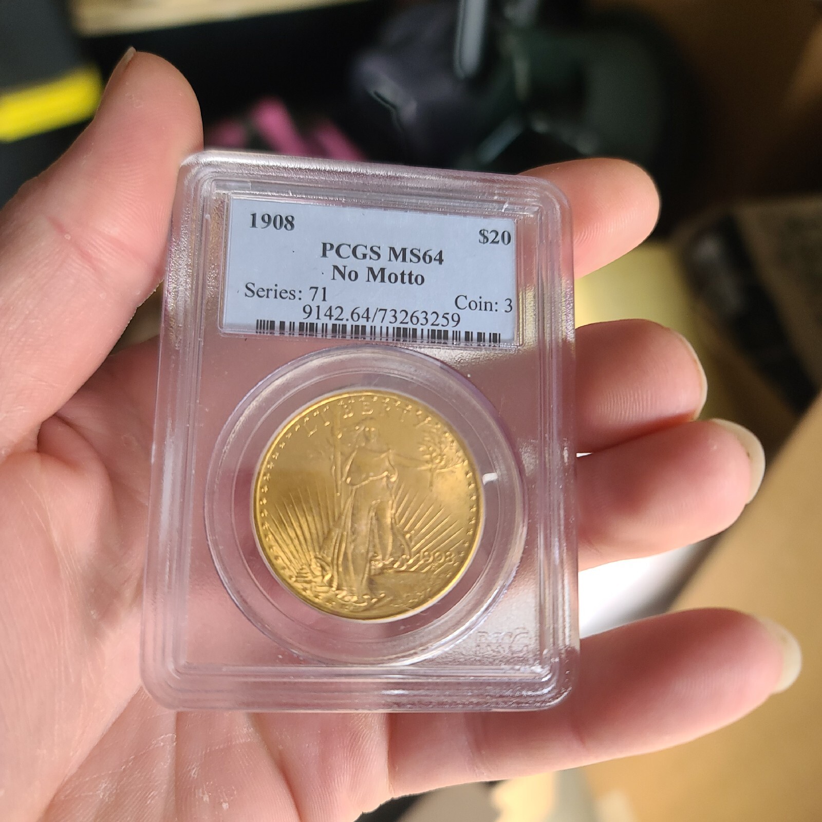 GOLD SAINT GAUDENS PCGS64+++ wow coin 1908 WOW COIN OLD HOLDER UNDER ...