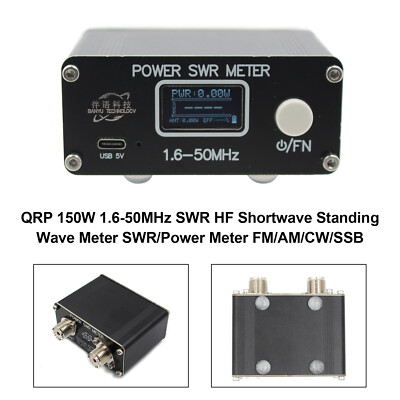 QRP 150W 1.6-50MHz SWR HF Shortwave Standing Wave Meter Power Meter FM ...