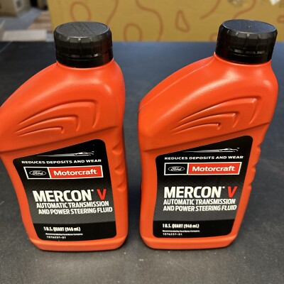 (2) Two Ford Mercon V transmission fluid 1 quart bottles XT-5-QMC ...