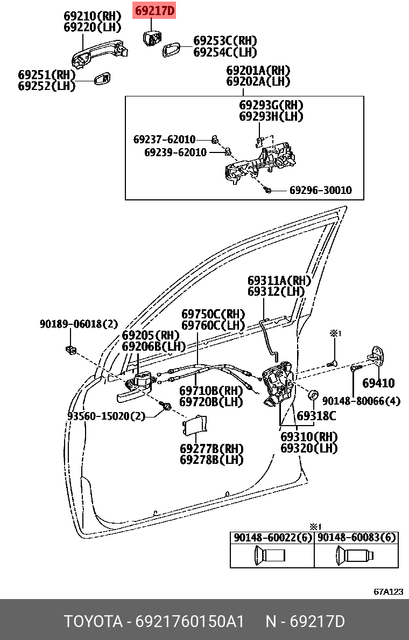 cover front door outside handle right 6921760150A1 for TOYOTA 69217 ...