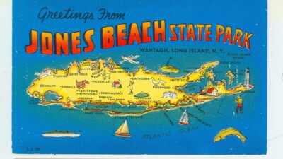 LONG ISLAND, NEW YORK-JONES BEACH STATE PARK-MAP-GREETINGS-(NY-L#6*) | eBay