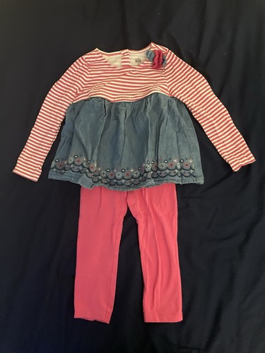 4T Kids Headquarters girl clothes - 2 piece outfit | striped and flower ...