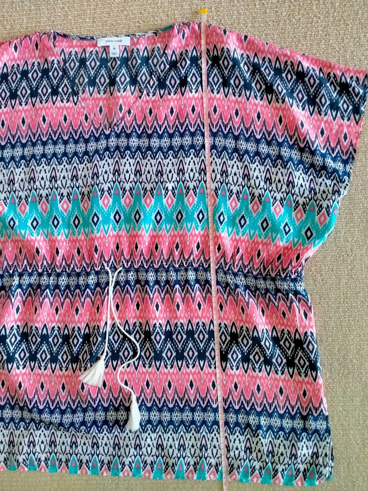 David Jones 100% silk beach top/dress with pull string waist size ...