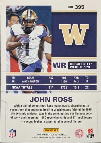 2017 Score #395 John Ross Washington Huskies RC | eBay