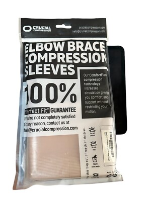 CRUCIAL COMPRESSIONS UNISEX Elbow Brace Compression Sleeve Elbow Size ...