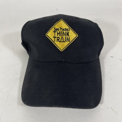 Railroad Embroided Baseball Cap "See Tracks Think Train" Hat Cap Adj ...