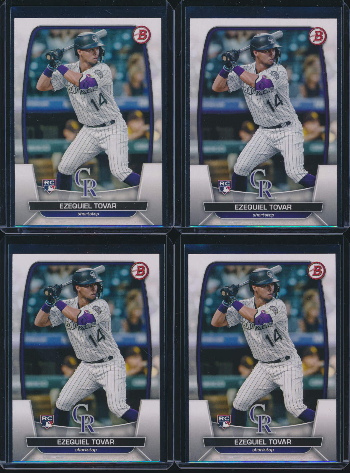 Lot of (4) EZEQUIEL TOVAR 2023 Bowman Paper COLORADO ROCKIES Rookie ...