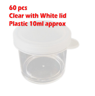 BULK 60 pcs Plastic 10ml Mini Round Storage Container Clear Craft Box ...