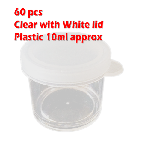 BULK 60 pcs Plastic 10ml Mini Round Storage Container Clear Craft Box ...