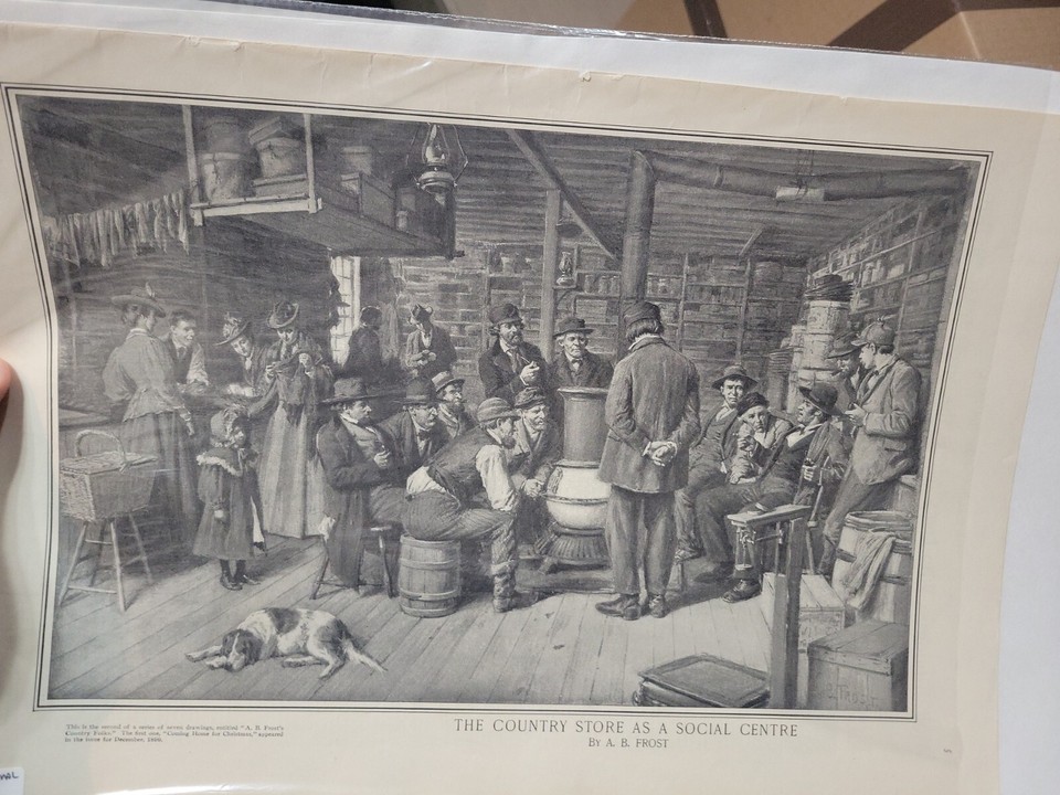 Vintage Print, COUNTRY STORE SOCIAL CENTRE ,A.B.Frost, Ladies Home ...