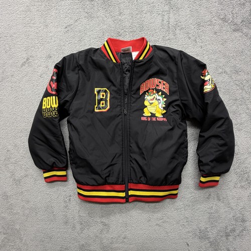 Super Mario Bowser Jacket Boys 8 Black Zip Bomber King Of The Koopas ...