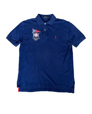Polo Ralph Lauren Men's Navy Blue Pennants Flags LXVII Polo Shirt Size ...