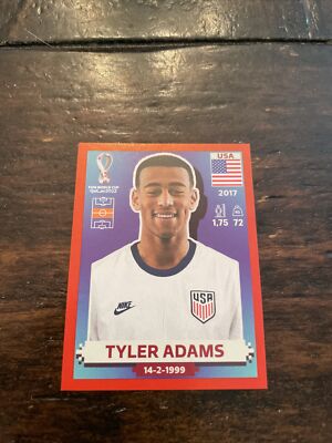 Tyler Adams USA 13 2022 Panini FIFA World Cup Sticker Qatar 2022 (Red ...