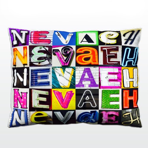 Personalized Pillow featuring the name NEVAEH in photos of sign letters ...