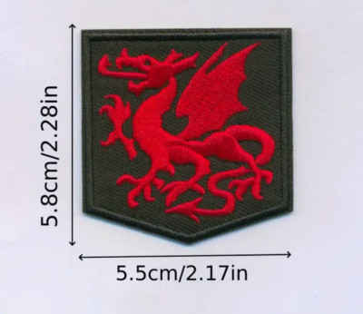Red Dragon on Black Shield Patch - Iron-On Patch - Welsh LX78 | eBay