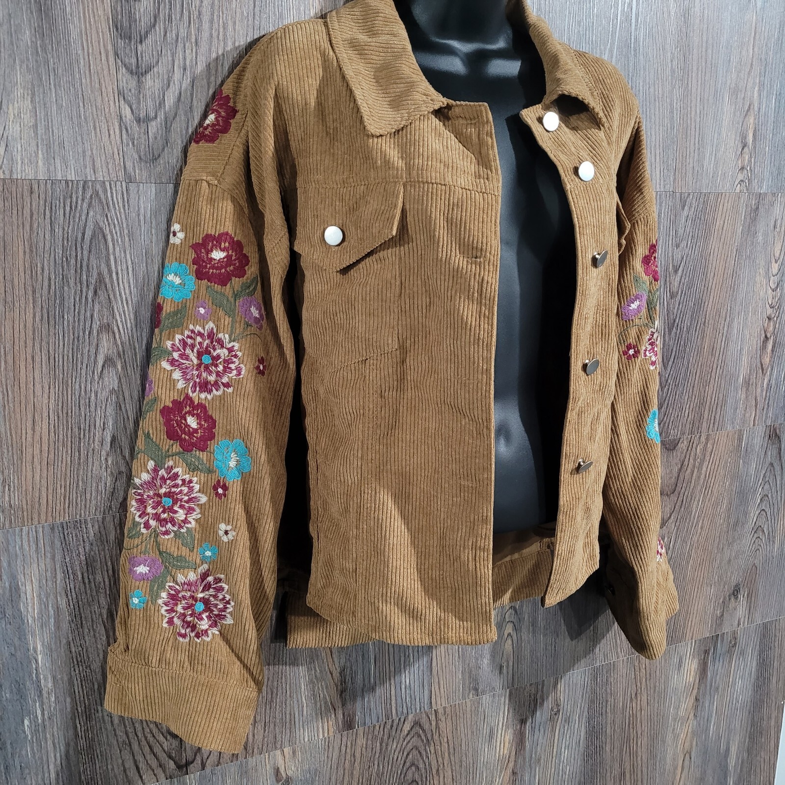 Savanna Jane Floral Embroidered Corduroy Shacket Size… - Gem