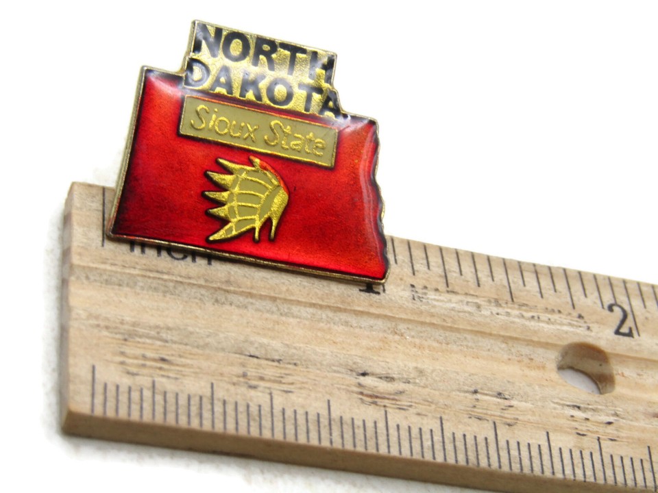 North Dakota Sioux State Pin Red & Gold Tone | eBay