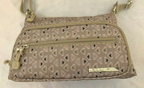 Brown Geometric 2X6.5X10" ETA Purse 18 Pockets 48" Adj Strap | eBay