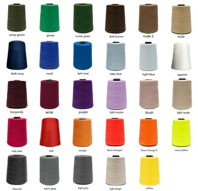 100% Polyester Tex 27 Sewing Thread 10,000 Yards - Various Colors | eBay