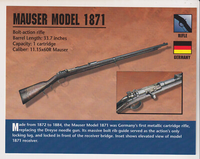 MAUSER MODEL 1871 Rifle German Gun Atlas Classic Firearms PHOTO CARD | eBay