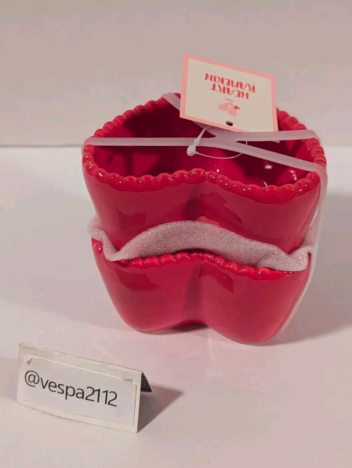 Target Bullseye Playground Valentines Heart Shaped Ramekin Red Ceramic ...